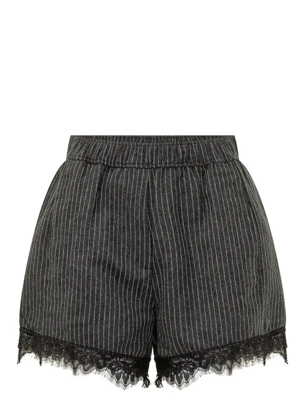 GANNI Flannel Lace Shorts - Phantom