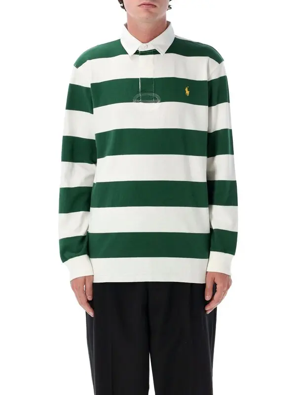 Polo Ralph Lauren Striped Long Sleeve Rugby Polo Shirt - White Forest