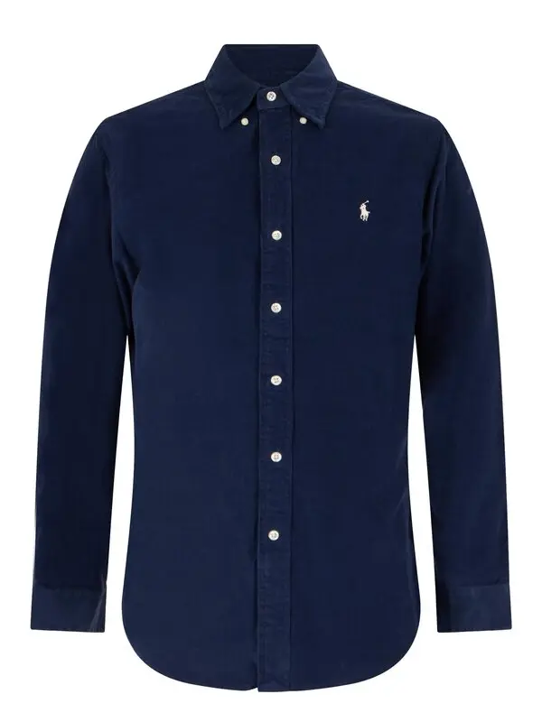 Polo Ralph Lauren Long-sleeve Logo Button-front Cotton Shirt - Blue