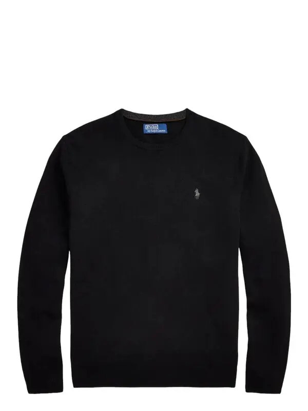 Polo Ralph Lauren Ralph Lauren Wool Crewneck Sweater With Faux-suede Piped Neck - Nero