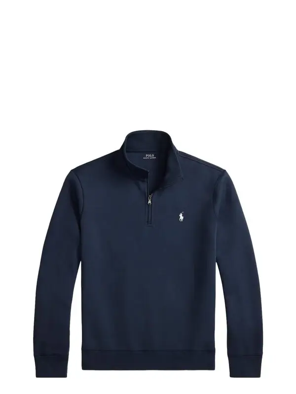 Polo Ralph Lauren Mockneck Quarter-zip Sweatshirt With Embroidered Pony - Blu