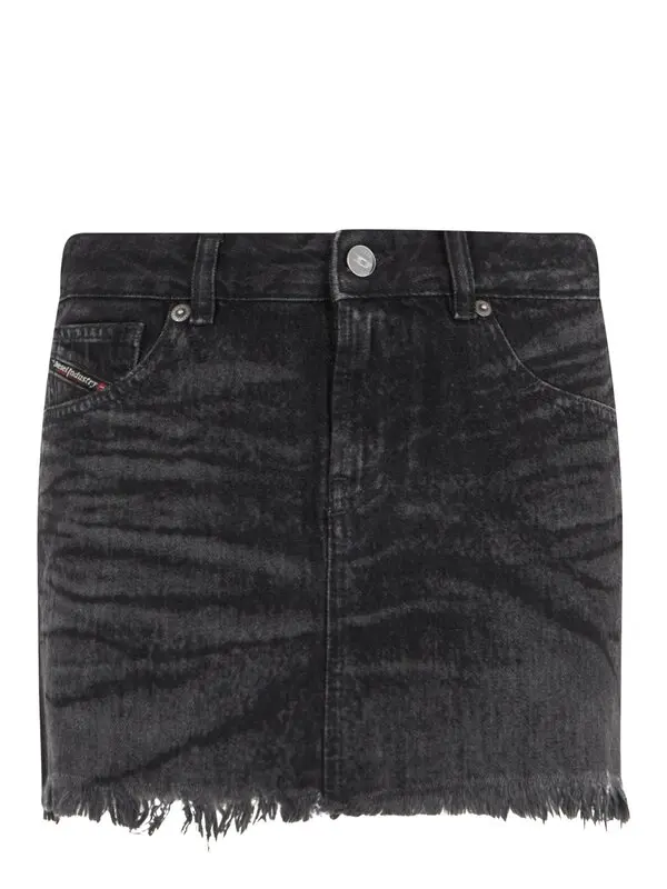 DIESEL® Denim Mini Skirt With Raw Hem - Black