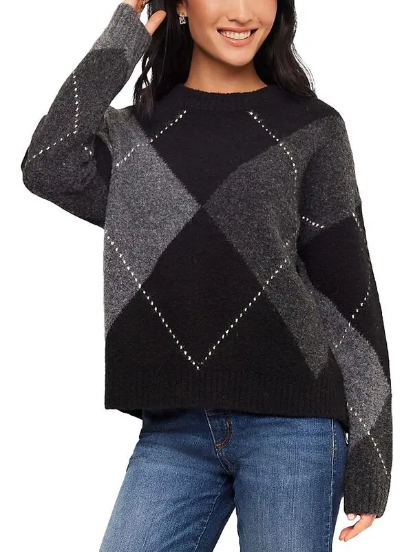Karen Kane Argyle Crewneck Sweater - Multi Color