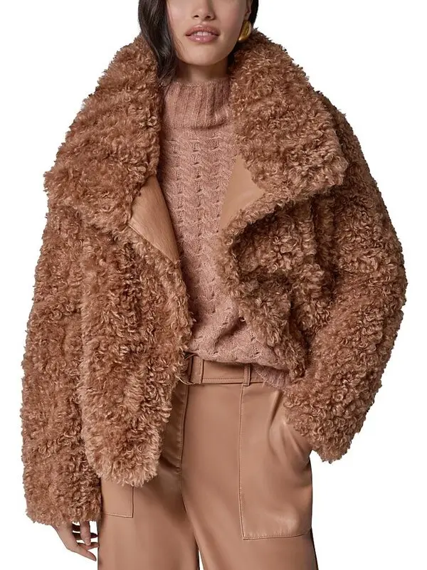 Donna Karan New York Faux Fur Open Front Jacket - Camel