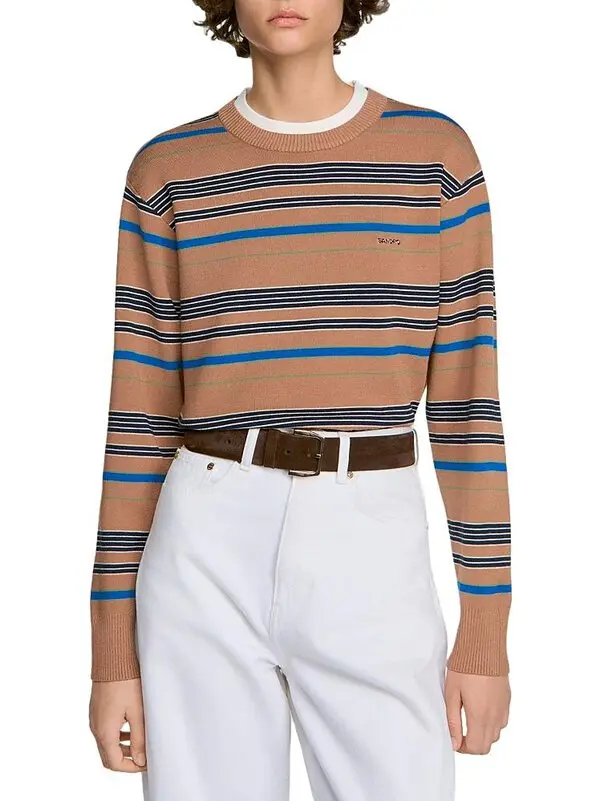 Sandro Piper Layered Effect Sweater - Camel