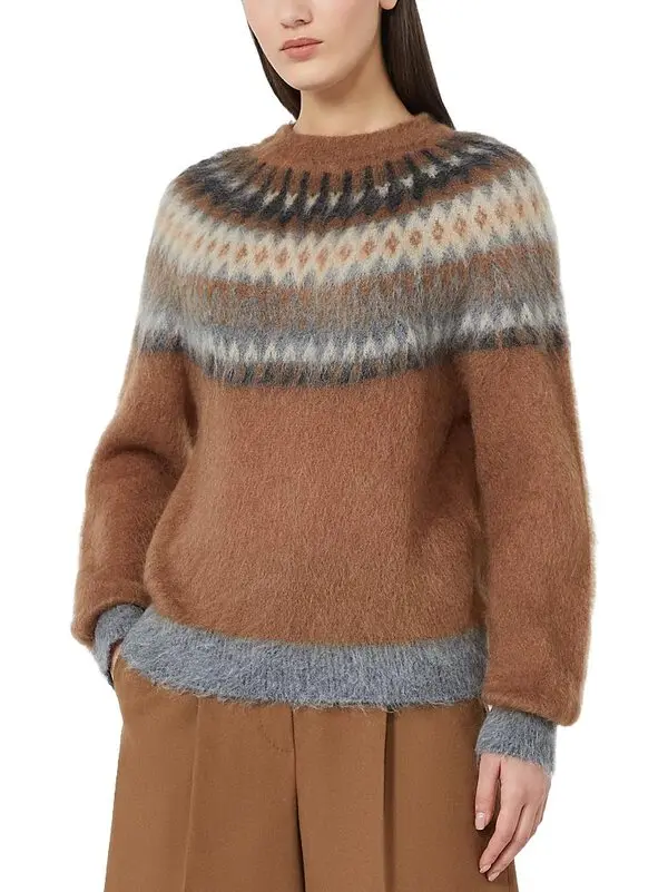 Max Mara Mstglassa Fair Isle Crewneck Sweater - Tobacco