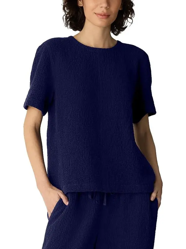 Eileen Fisher Cotton Stretch Round Neck Top - Infinity