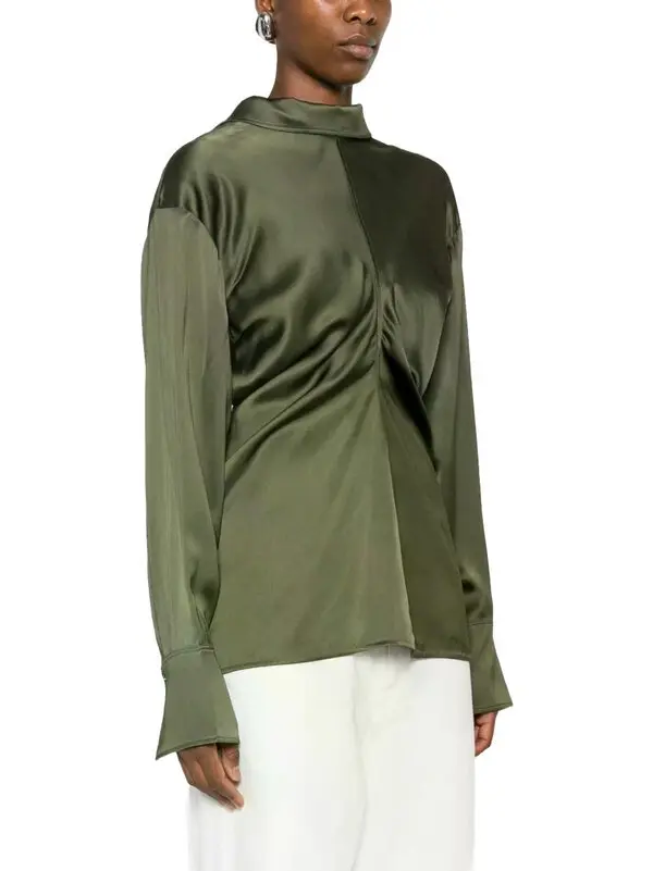 TOTEME Gathered Zipped Shirt - Green