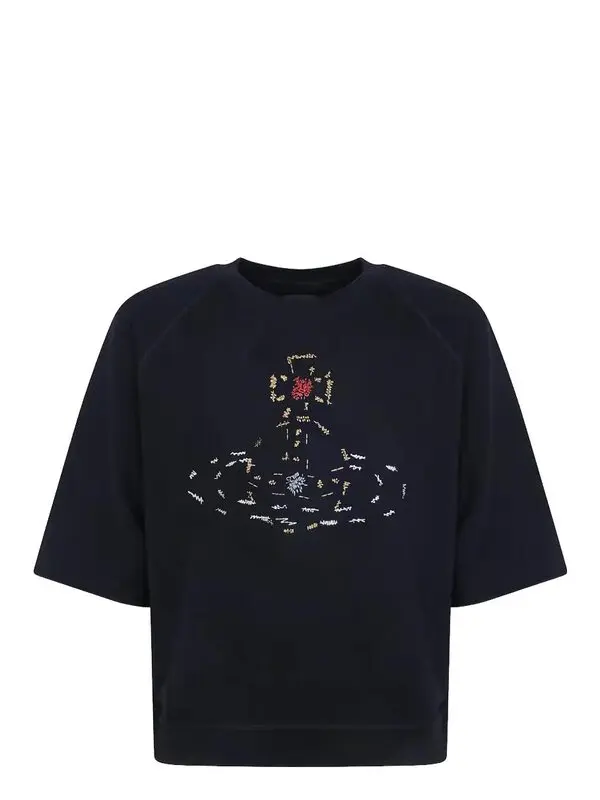 VIVIENNE WESTWOOD Orb-embroidered Raglan-sleeve T-shirt - Black