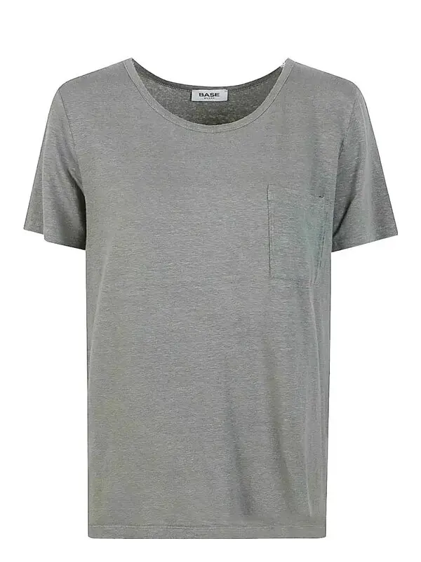 BASE MILANO Scoop-neck Pocket T-shirt - Grey