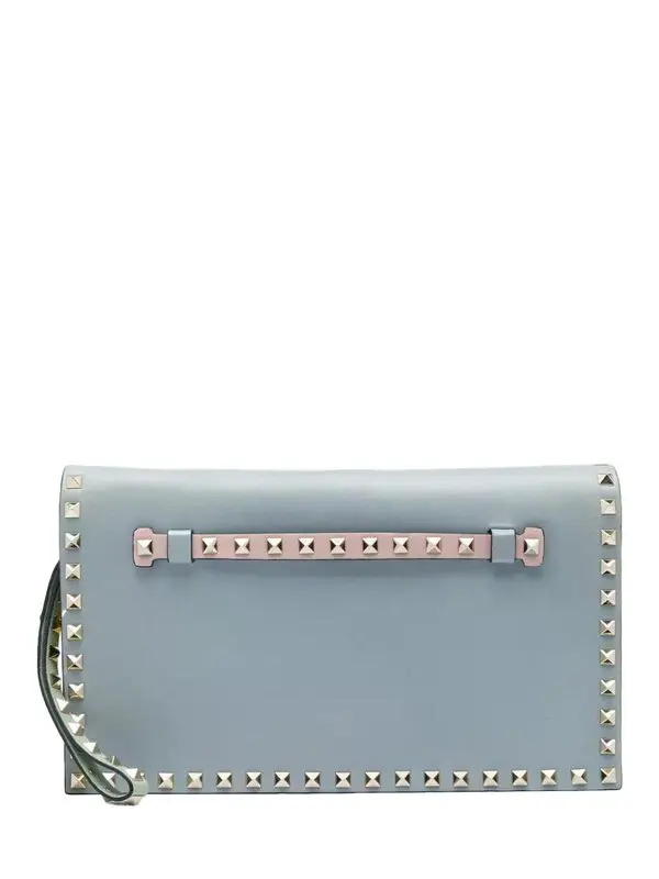 Valentino Garavani 2000-2017 Nappa Watercolor Rockstud Wristlet Clutch Bag - Blue