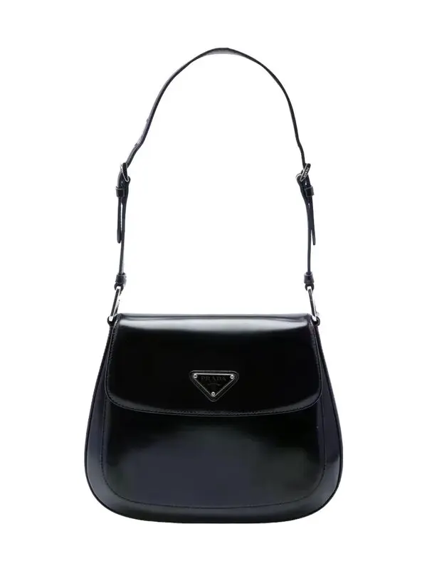 Prada 2013-2026 Medium Spazzolato Leather Cleo Flap Shoulder Bag - Black