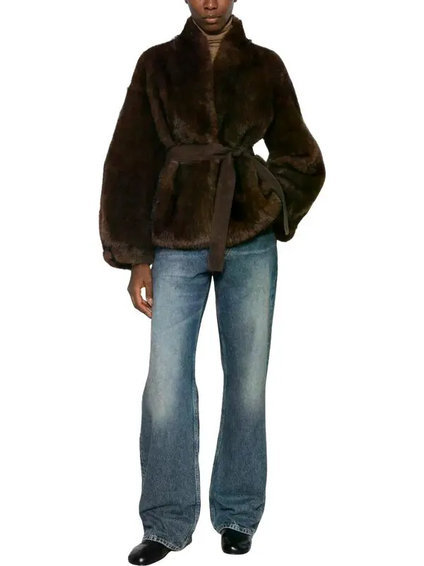 VALENTINI 1972 Faux-fur Belted Jacket - Brown