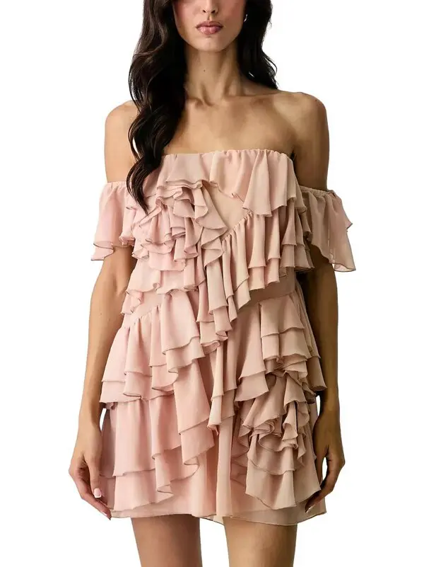 ANIYE BY Ruffled Off-shoulder Mini Dress - Pink