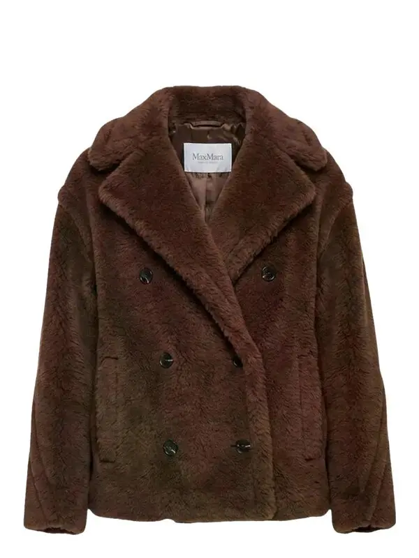 Max Mara Alcuno Double-breasted Faux-fur Jacket - Brown
