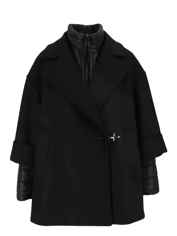 FAY High-neck Wool Single-breasted Coat - Black