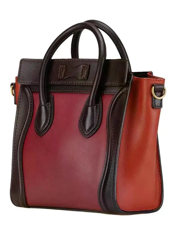 Celine 2013 Nano Tricolor Leather Luggage Tote Satchel - Red