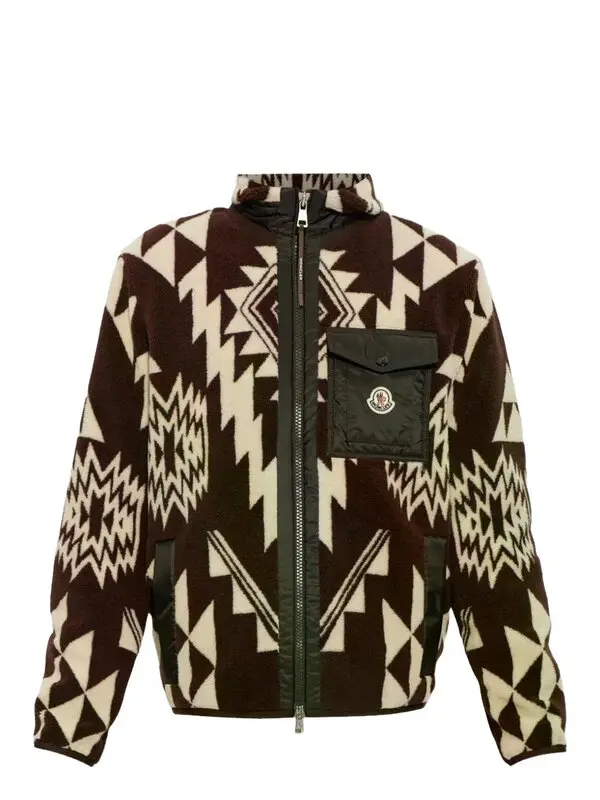 Moncler Jacquard-knit Zip-up Fleece - Brown