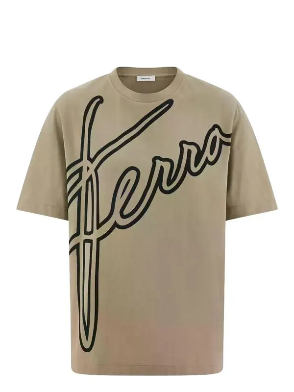 FERRAGAMO Graphic-print Oversized T-shirt - Neutrals