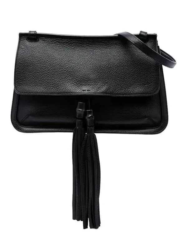 Gucci 2016-2026 Medium Leather Bamboo Daily Crossbody Bag - Black