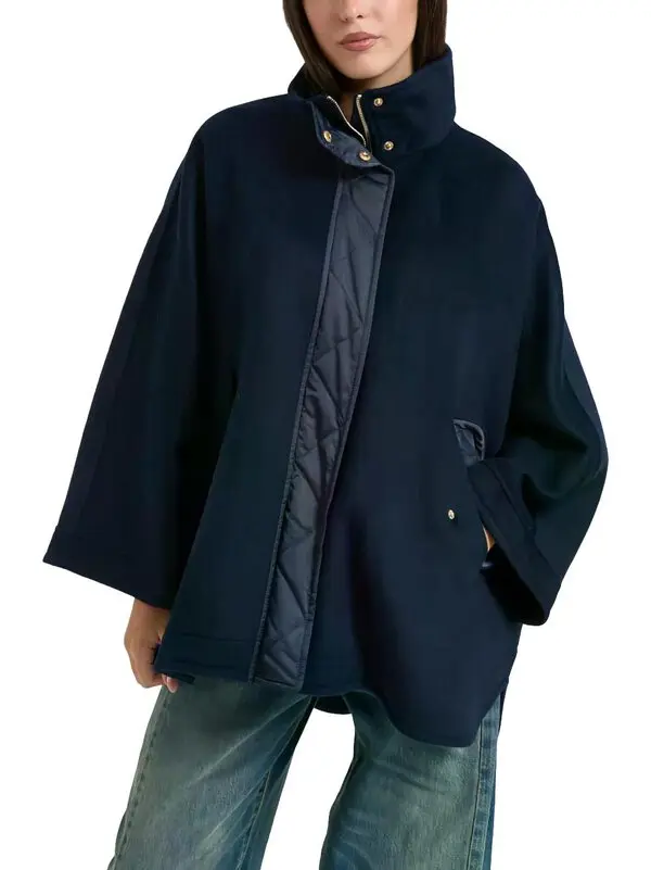 Liu Jo Quilted-trim Funnel-neck Coat - Blue