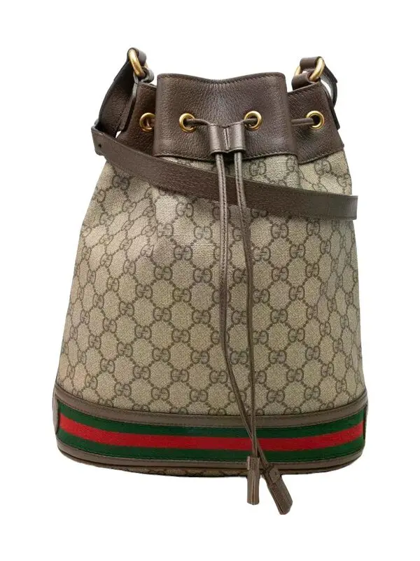 Gucci 2016-2026 Gg Supreme Web Ophidia Bucket Bag - Neutrals