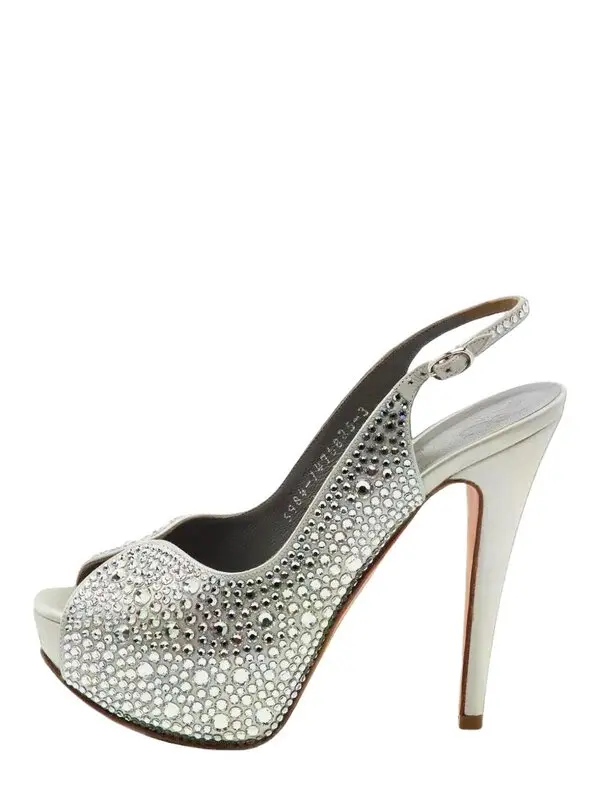GINA Crystal-embellished Slingback Pumps - Silver
