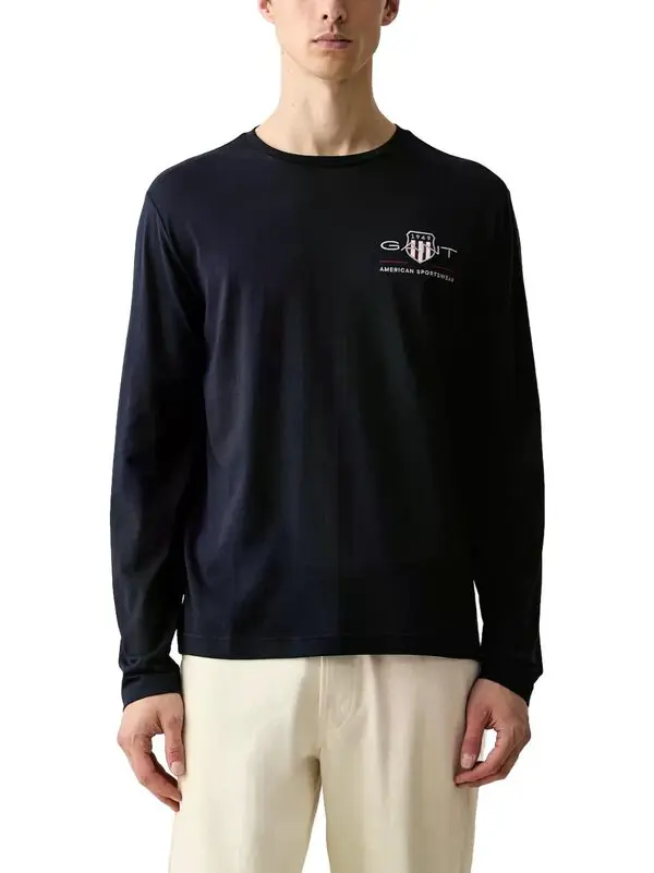 Gant Logo-embroidered Long-sleeve T-shirt - Blue