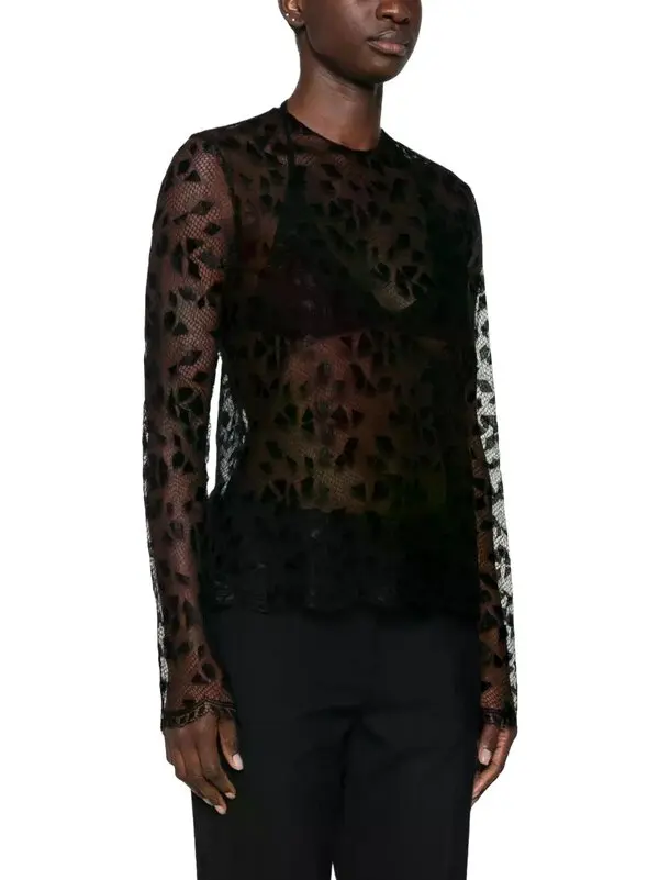 Fendi Lace Long-sleeve Top - Black