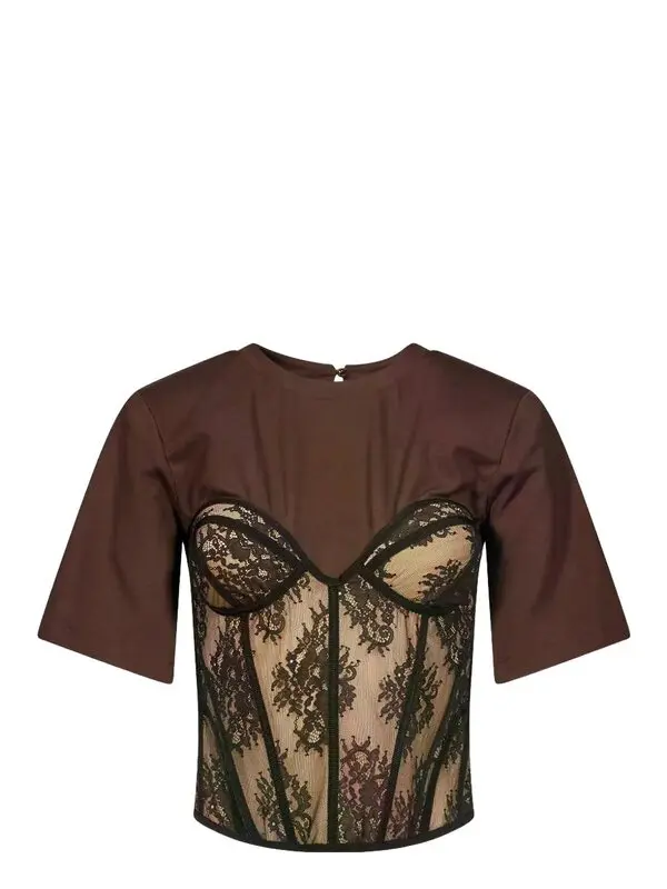 Giuseppe Di Morabito Lace-corset T-shirt - Brown
