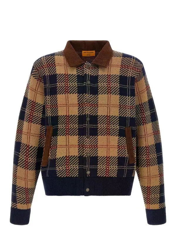 Guest In Residence Tartan Corduroy-collar Jacket - Blue