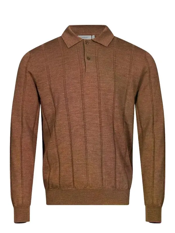 Canali Ribbed-knit Polo Shirt - Brown