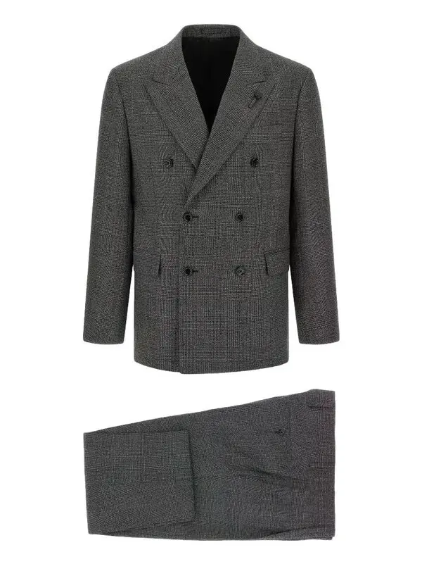LARDINI Feeling Prince Of Wales Double-breasted Suit - Grey