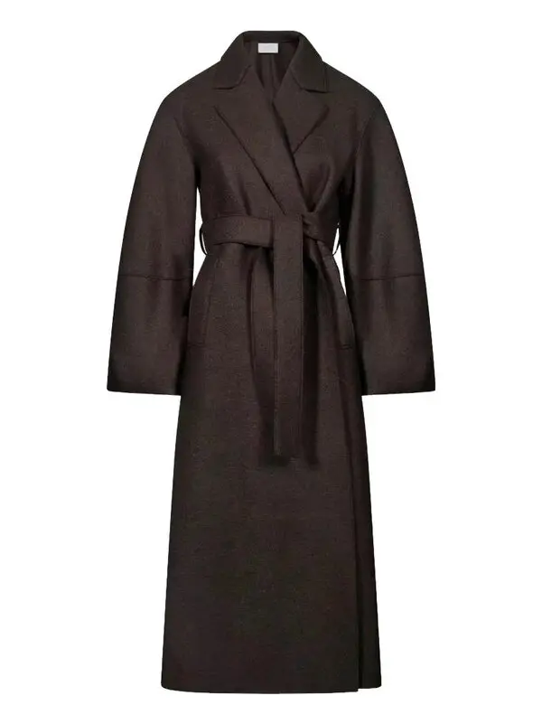 Harris Wharf London Belted Balloon-sleeve Oversized Coat - Brown