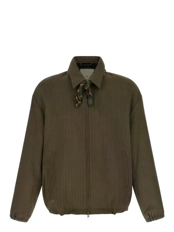 SONG FOR THE MUTE Coach Pinstripe-pattern Slim Jacket - Brown