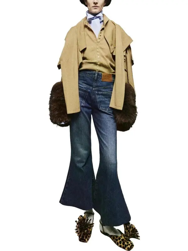 A.W.A.K.E. Mode Cropped Flared Jeans - Blue