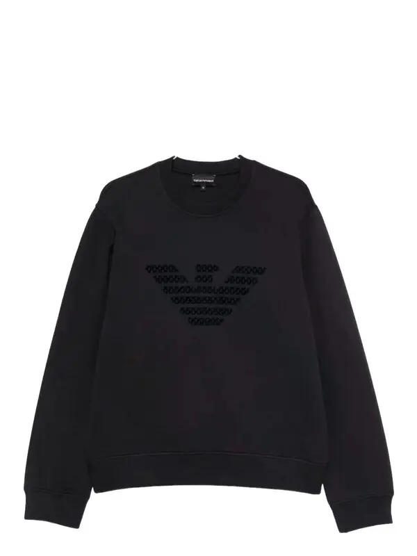 Emporio Armani Double Jersey Sweatshirt With Large Flocked Logo - Blue