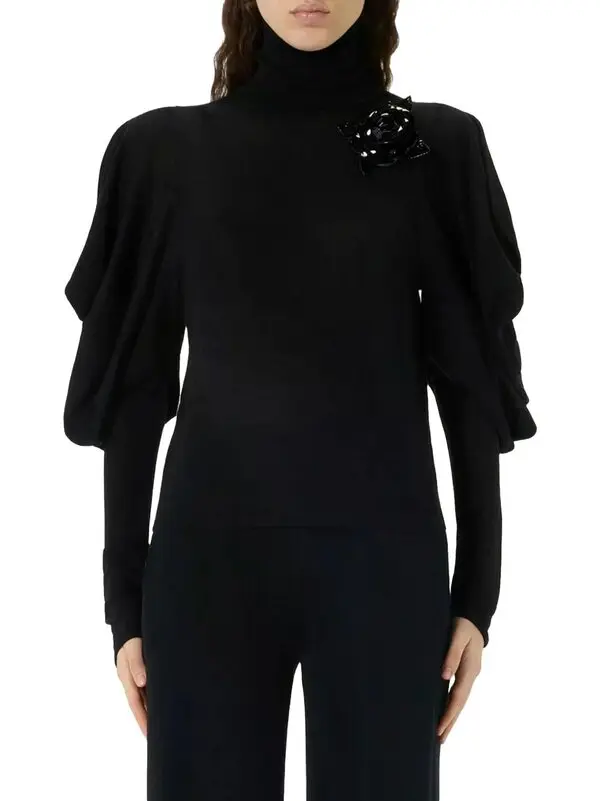 Blumarine Puff-sleeve Roll-neck Sweater - Black
