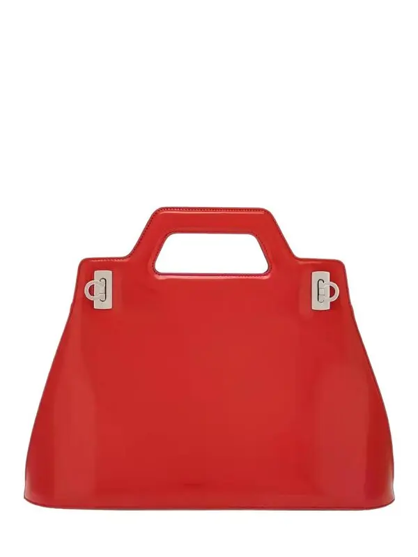 FERRAGAMO Geometric Leather Shoulder Bag - Red