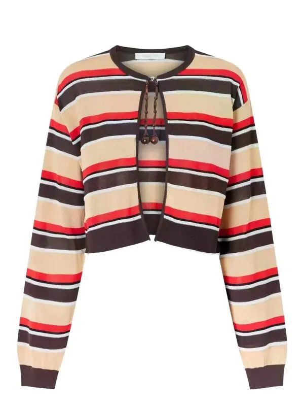 Rabanne Striped Bead-embellished Cardigan - Neutrals