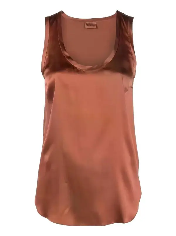 Brunello Cucinelli Silk Scoop-neck Top - Orange