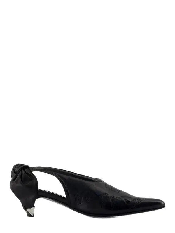 Toga Western-embroidered Knotted Heeled Pumps - Black