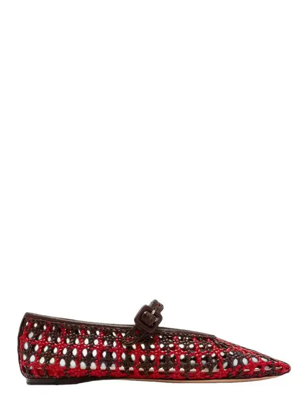 LOEFFLER RANDALL Junia Woven Leather Ballet Flats - Red