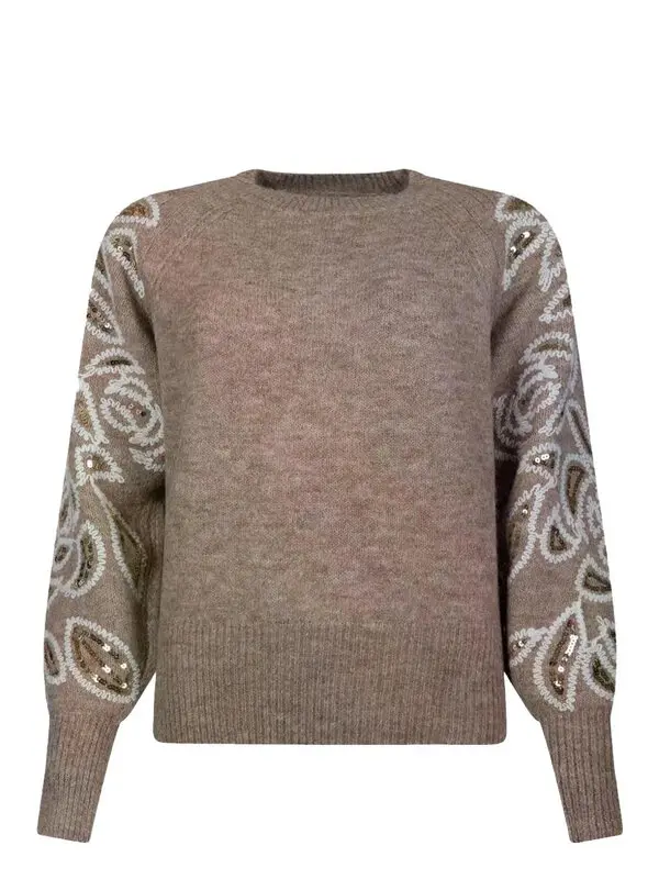 Derhy Sequin-embellished Embroidered Sweater - Neutrals