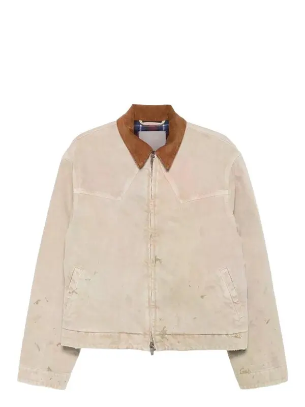 Balenciaga Corduroy-collar Distressed-effect Jacket - Neutrals