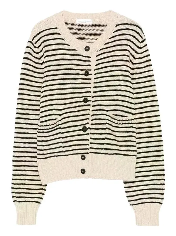 ROBERTO COLLINA Striped-knit Cotton Cardigan - Neutrals