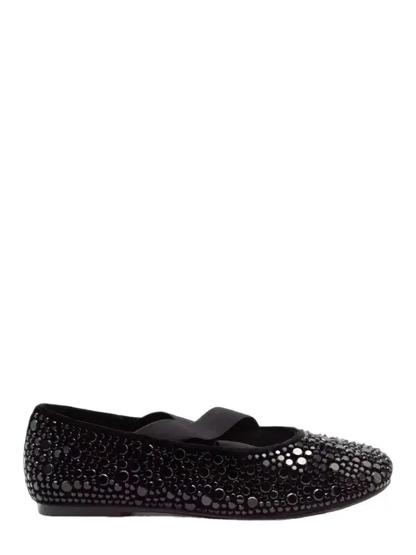 TWENTY FOURHAITCH Stud-embellished Elasticated Ballet Flats - Black