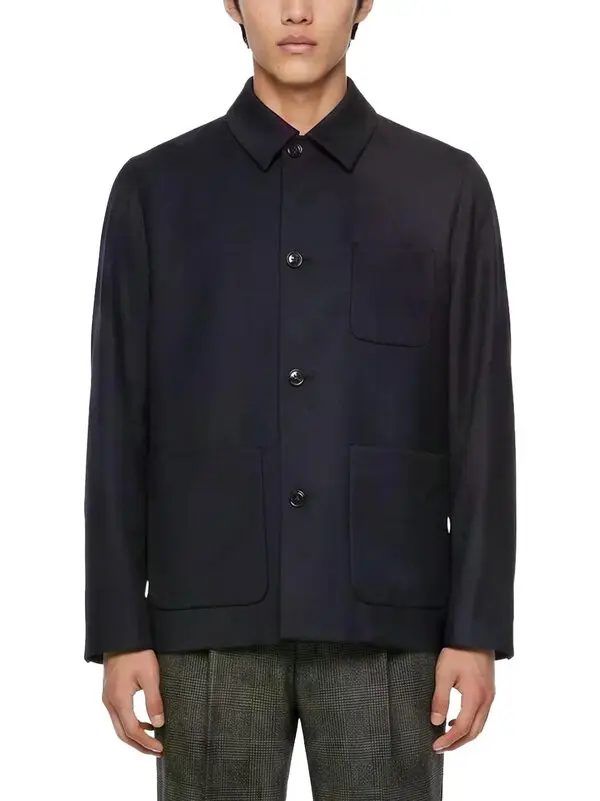 LARDINI Stone Patch-pocket Shirt Jacket - Black