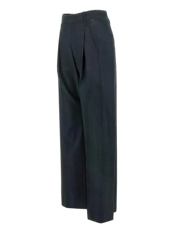 Victoria Beckham Ethel Pleated Virgin-wool Trousers - Green