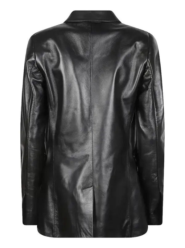 John Richmond Single-breasted Leather Jacket - Black